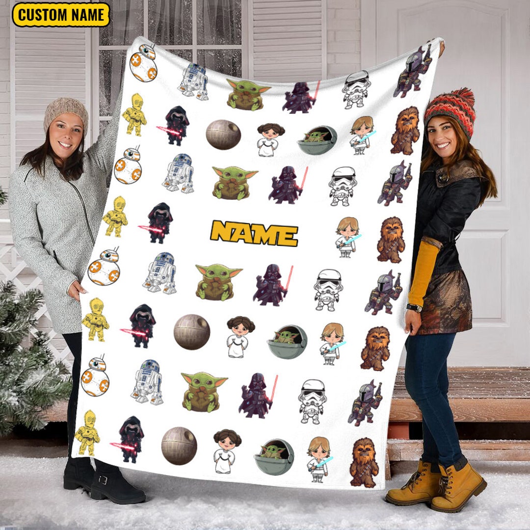 Custom Name Star Wars Blanket, Star Wars Characters Blanket, Baby Yoda ...