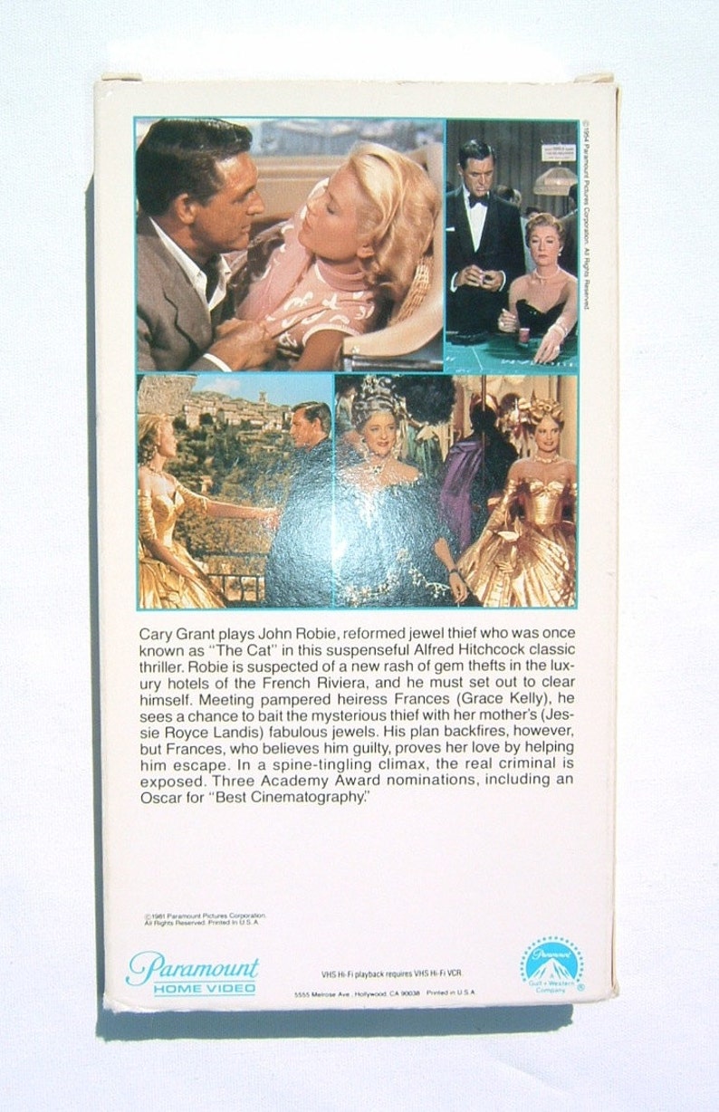 1954 to Catch a Thief VHS 1981 Vintage Paramount Classic Movie With ...