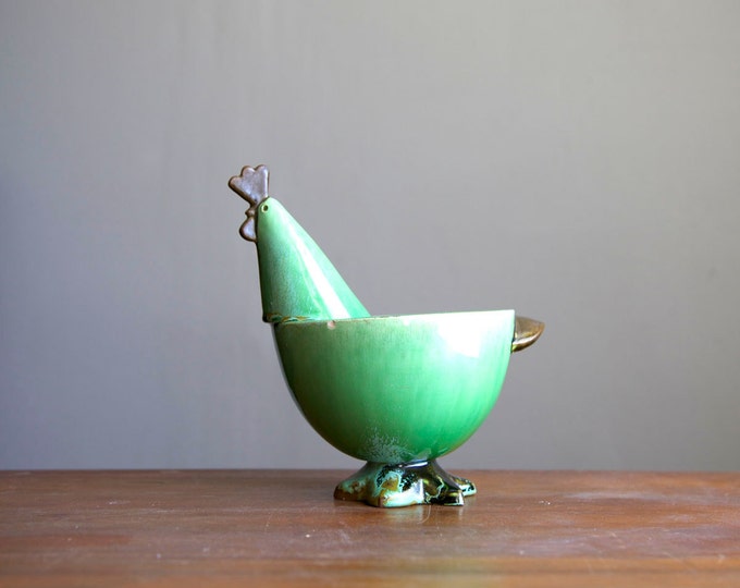 Vintage Green Ceramic Chicken Mortar - Etsy