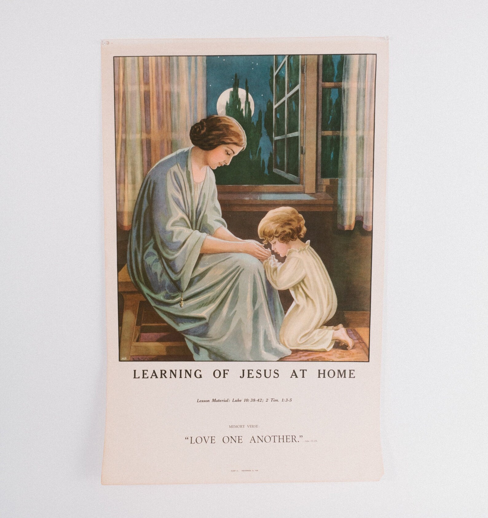 Vintage 1940's Sunday School Poster // Learning of Jesus - Etsy