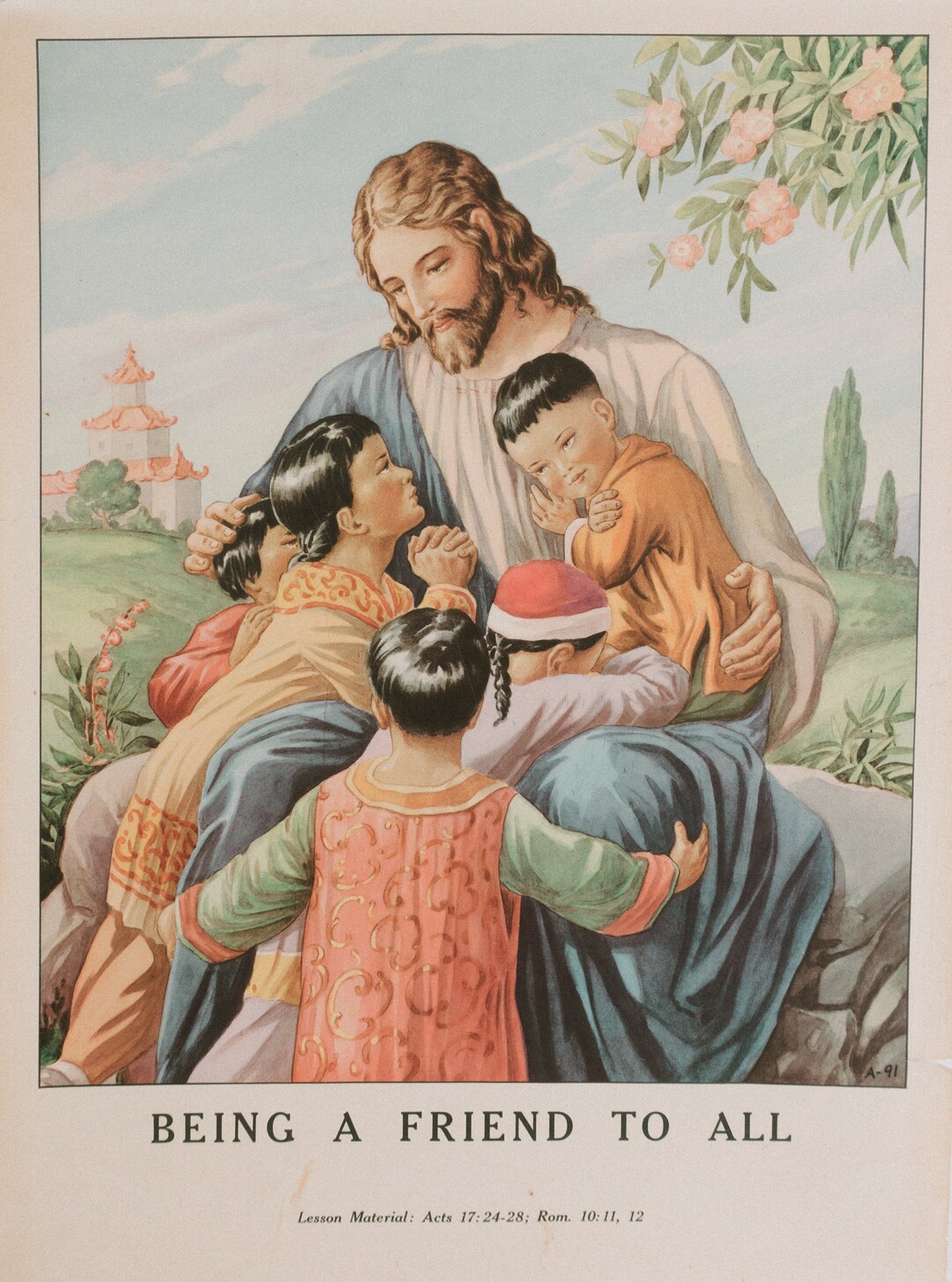 Vintage 1940's Sunday School Poster // Being A Friend to - Etsy