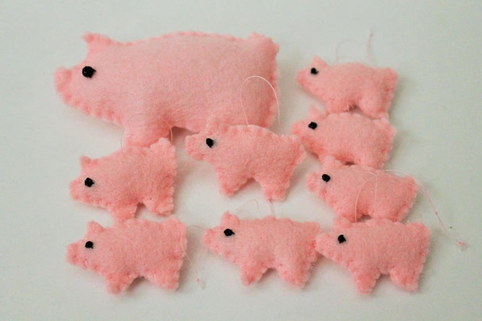 Felt Pig Ornaments-mini Pigs and Mama Pig-handmade Felt Pig - Etsy