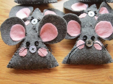 Mouse ornament set-Set of 10 mice-Country mice-Handmade felt | Etsy