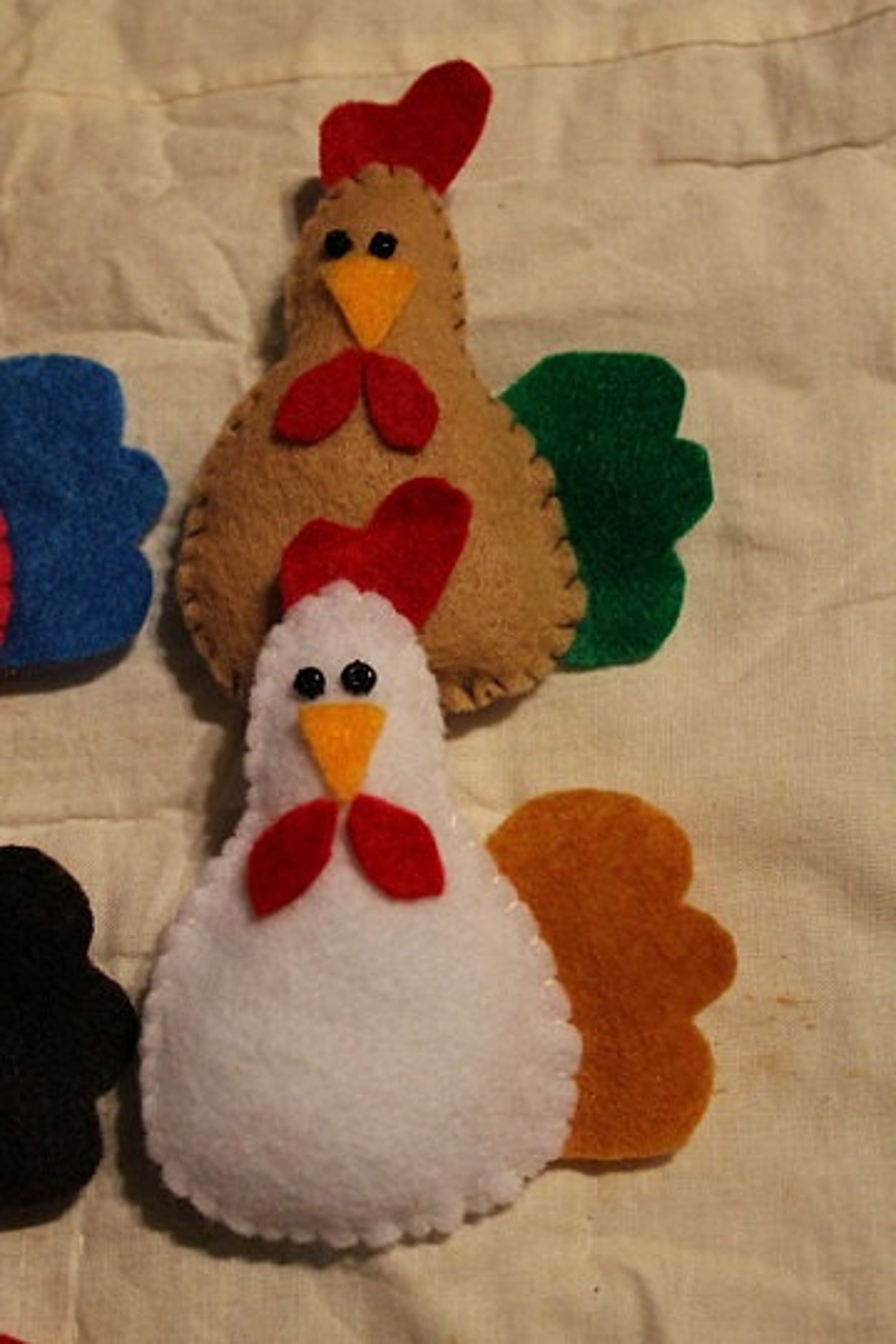 Chicken ornaments handmade felt chickenscountry | Etsy