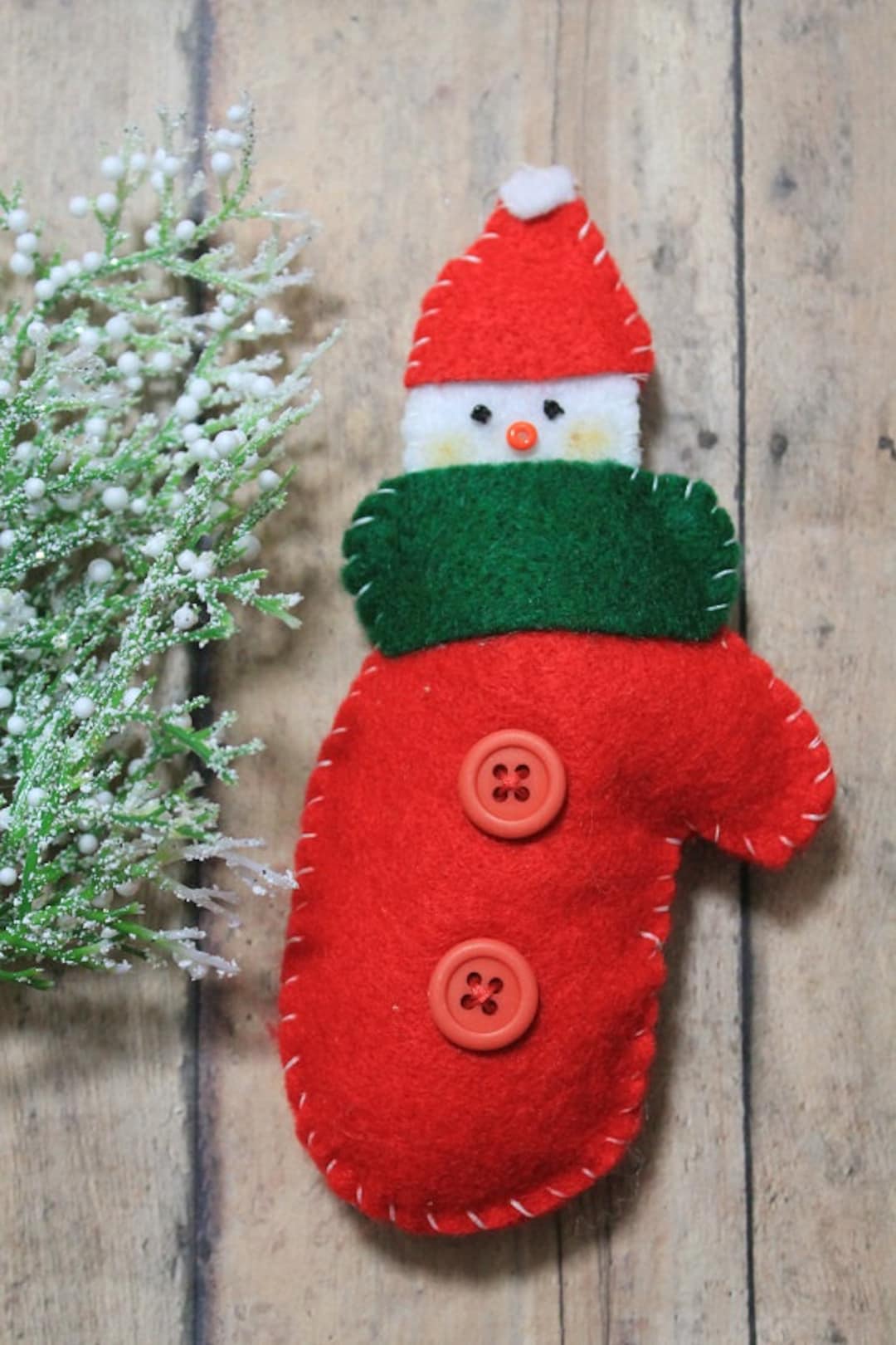 Felt Snowman Ornament-snowman in Mitten-christmas Ornament-holiday ...