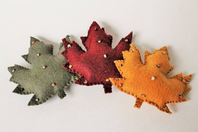 Felt Leaves-maple Leaf Ornament-fall Decor-christmas | Etsy