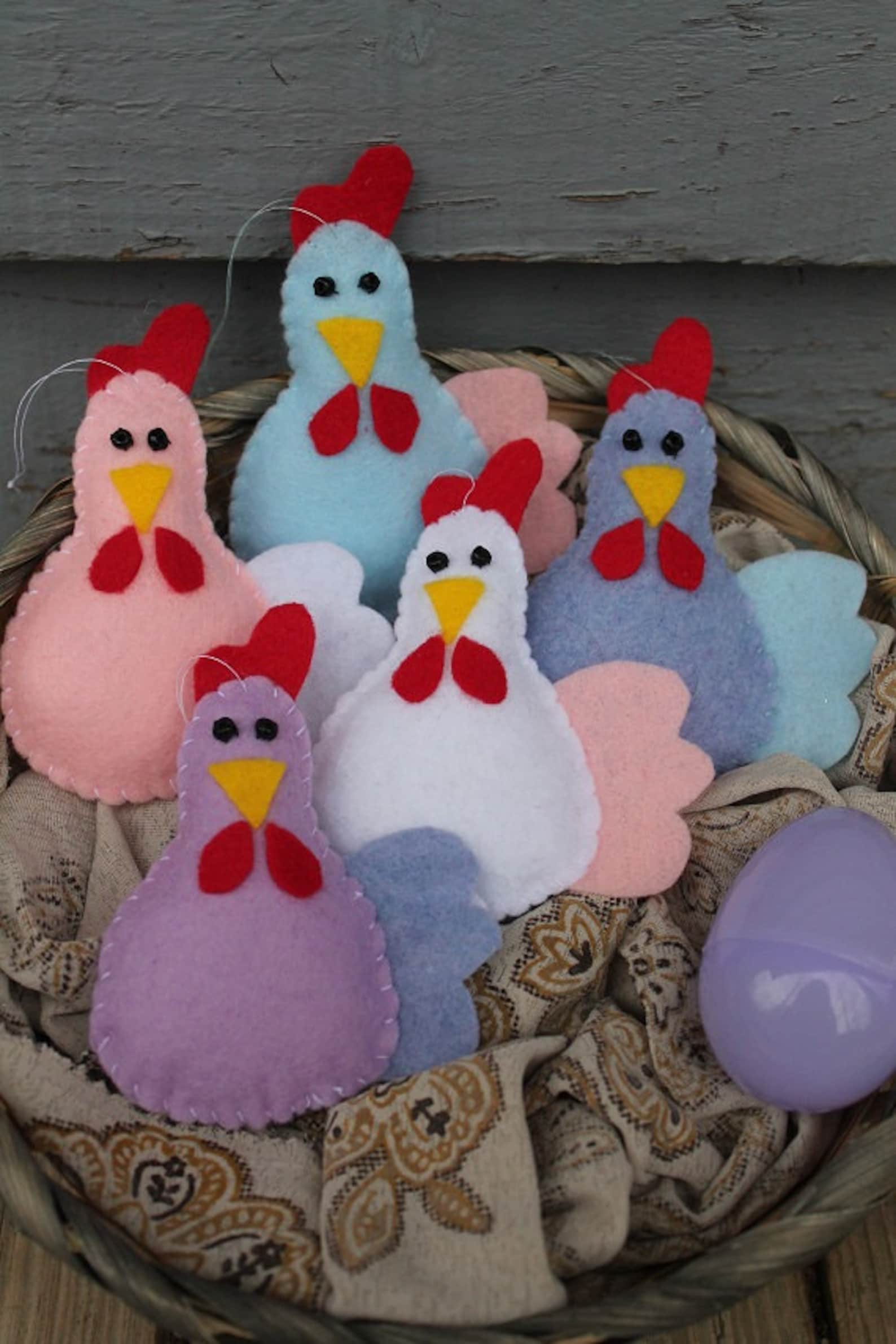 Chicken Ornaments-felt Chickens-handmade Christmas Ornaments-set of 5 ...