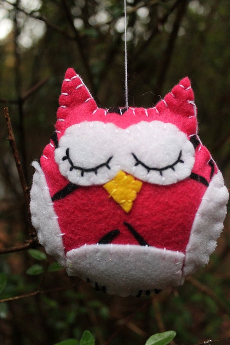 Felt Owl Ornament-pink Heart Owl-christmas Owl Ornament-felt - Etsy