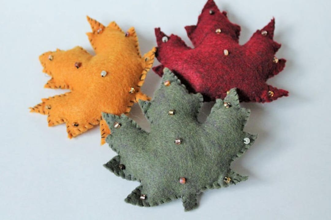 Felt Leaves-maple Leaf Ornament-fall Decor-christmas Ornament-nature ...