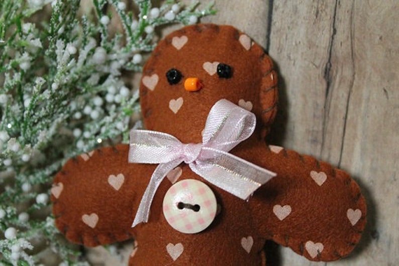 Gingerbread Doll With Hearts-handmade Felt Doll-christmas Decor-felt ...