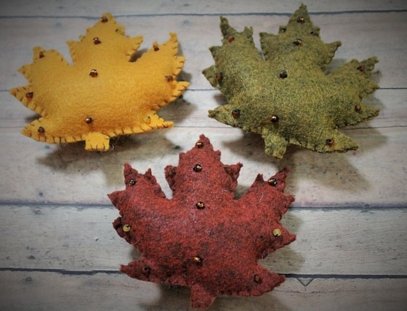 Felt Leaves-maple Leaf Ornament-fall Decor-christmas Ornament-nature ...