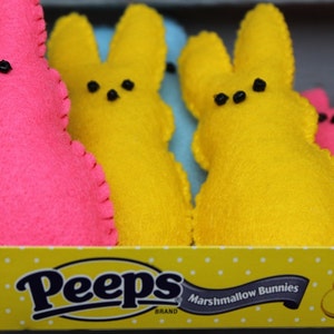 Peep Ornaments-handmade Felt Peeps-easter Ornaments-peep Bunnies-set of ...