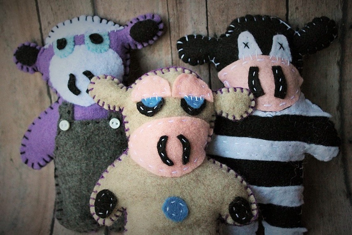 Felt Cow Doll-handmade Cow Doll-button Cow-farm Animal-spotted | Etsy
