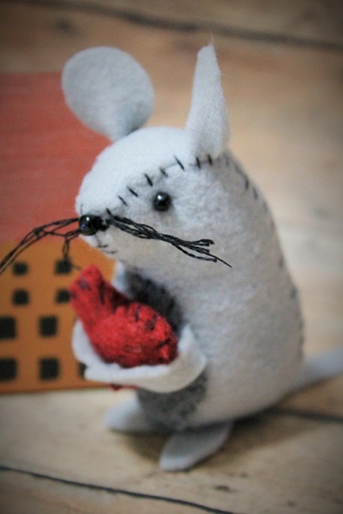 Mouse Doll-handmade Felt Mouse-valentine Mouse-mouse With Heart ...
