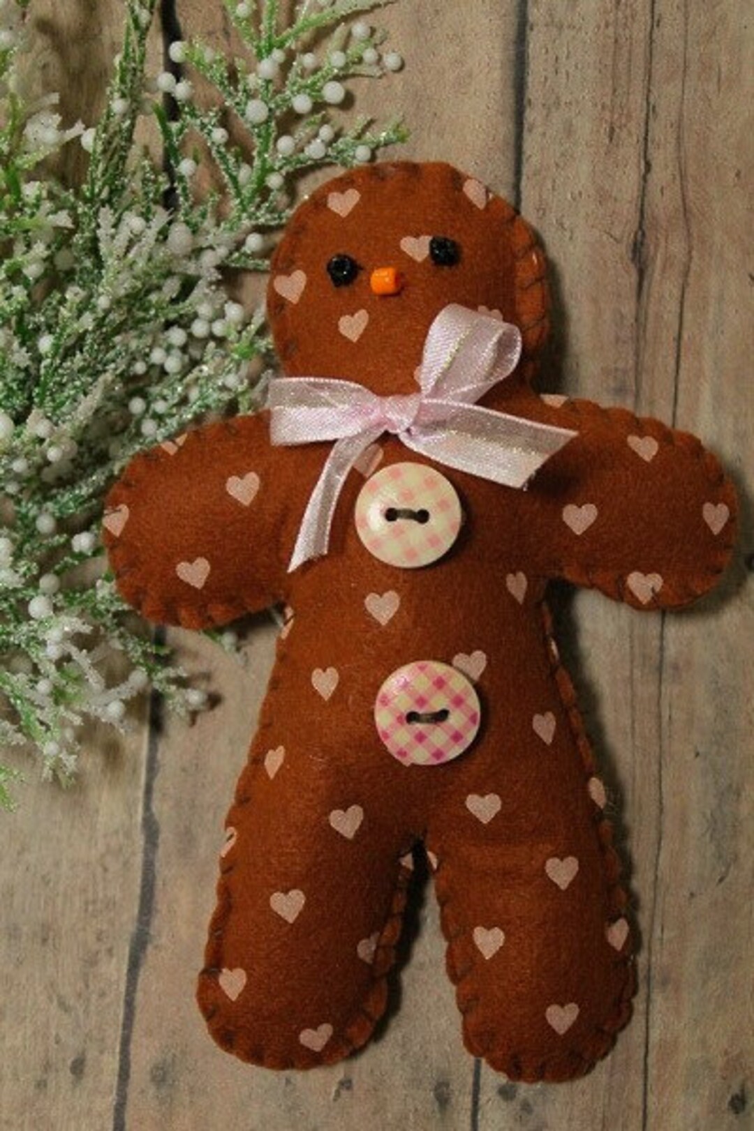 Gingerbread Doll With Hearts-handmade Felt Doll-christmas Decor-felt ...