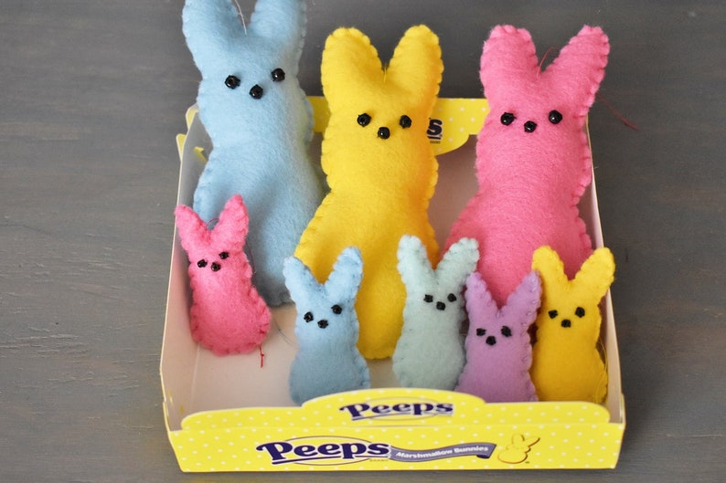 Mini Peeps-easter Peep Ornament Set-set of 5 Colorful | Etsy