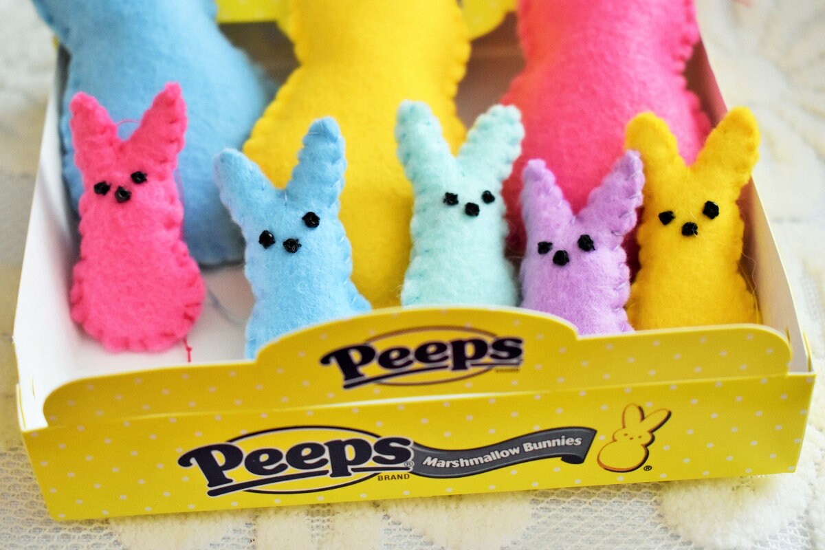 Mini Peeps-easter Peep Ornament Set-set of 5 Colorful | Etsy