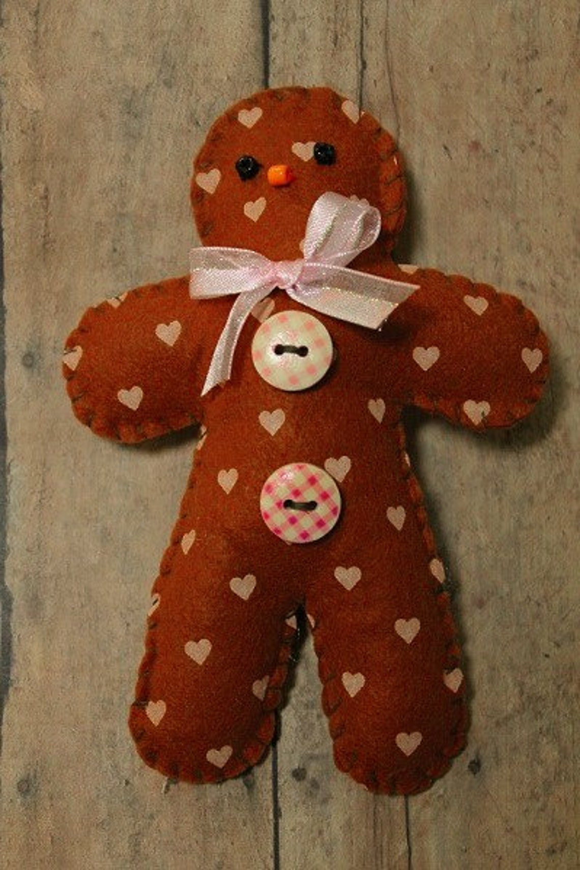 Gingerbread Doll With Hearts-handmade Felt Doll-christmas - Etsy