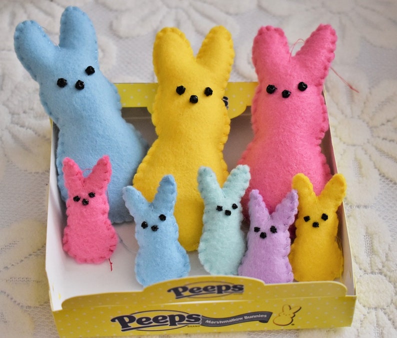 Mini Peeps-easter Peep Ornament Set-set of 5 Colorful | Etsy