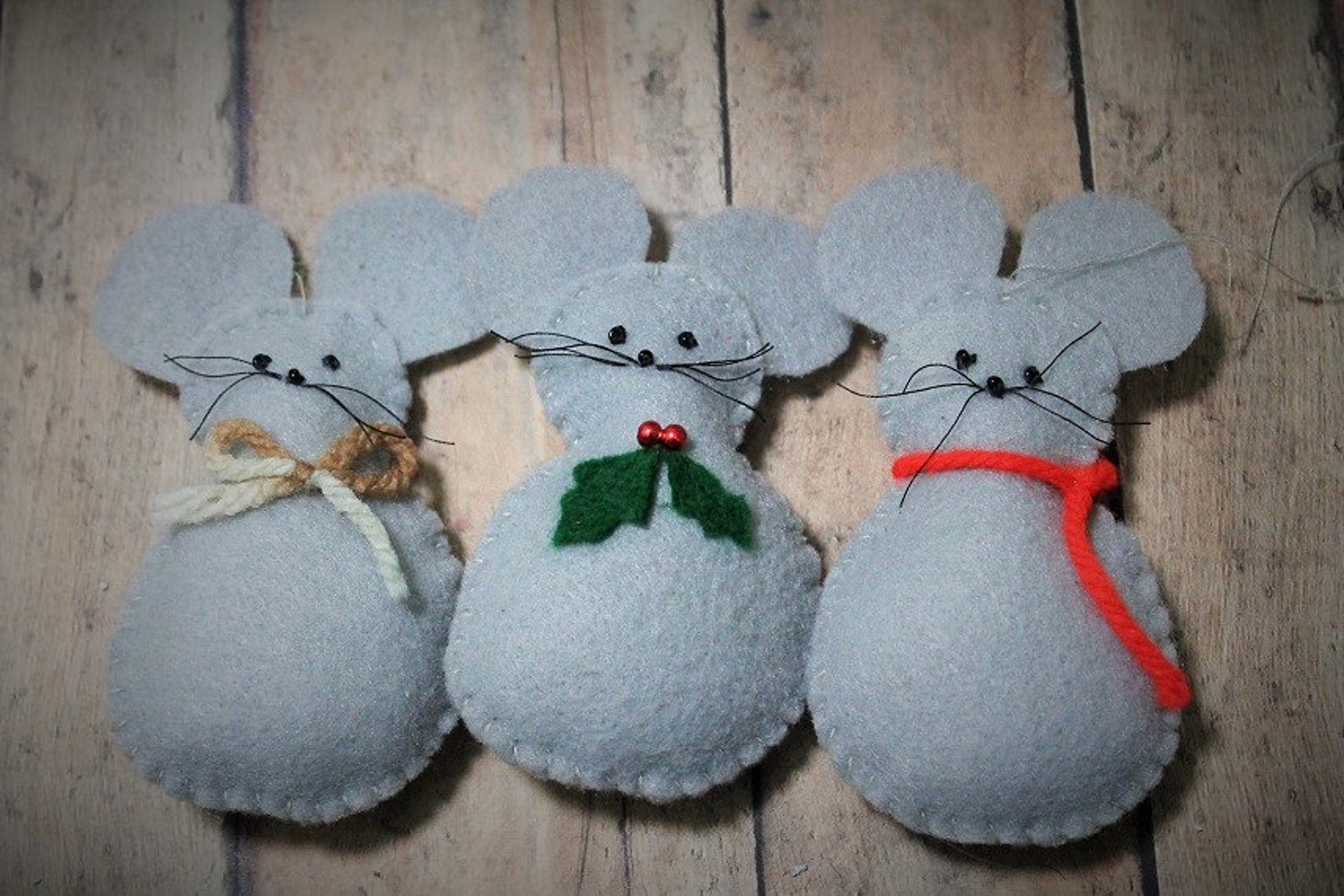 Felt Mouse Ornaments-felt Mice-christmas Ornaments-holiday | Etsy