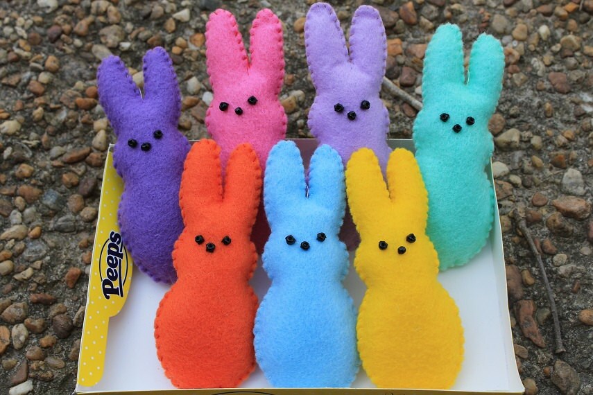 Peep Bunny Ornaments-felt Peep Ornaments-colorful Set of Peep | Etsy