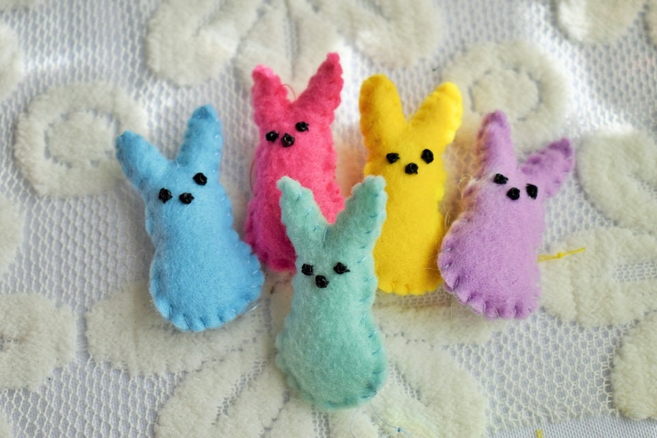 Mini Peeps-easter Peep Ornament Set-set of 5 Colorful | Etsy