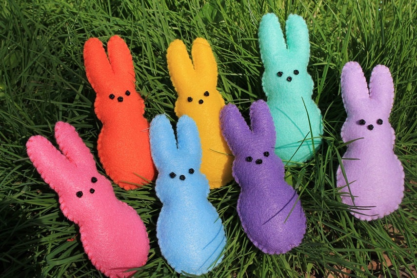 Peep bunny ornaments-Felt peep ornaments-Colorful set of Peep | Etsy