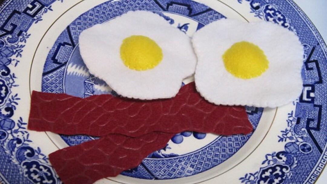 Felt Food-handmade Felt Bacon and Eggs- Play Kitchen Set-pretend Play ...