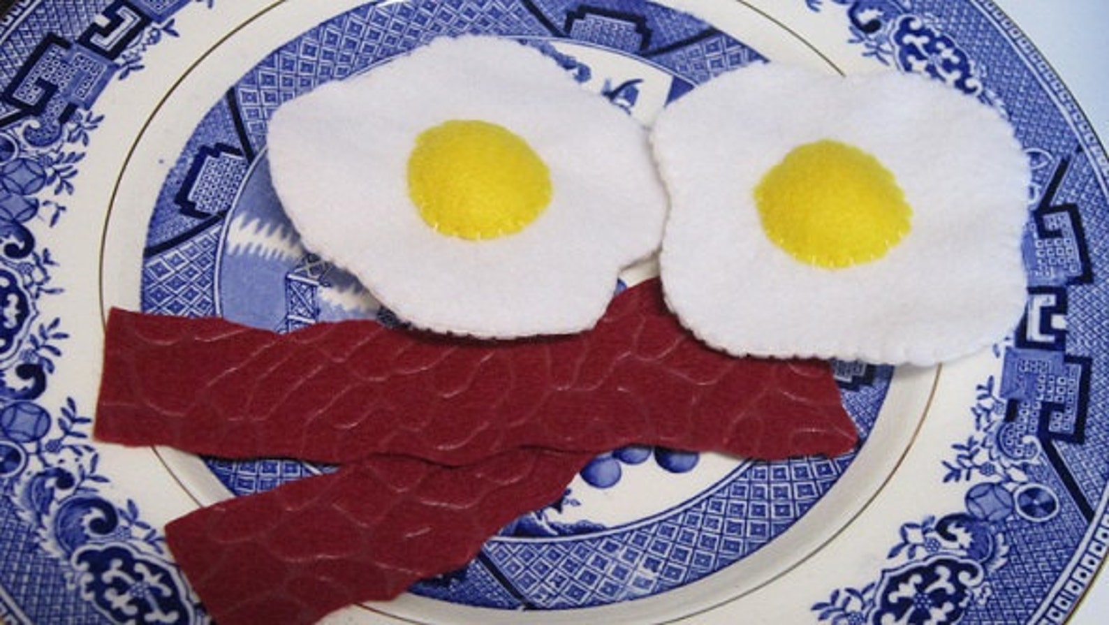 Felt Food-handmade Felt Bacon and Eggs- Play Kitchen Set-pretend Play ...