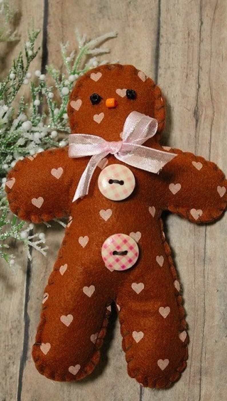 Gingerbread Doll With Hearts-handmade Felt Doll-christmas Decor-felt ...
