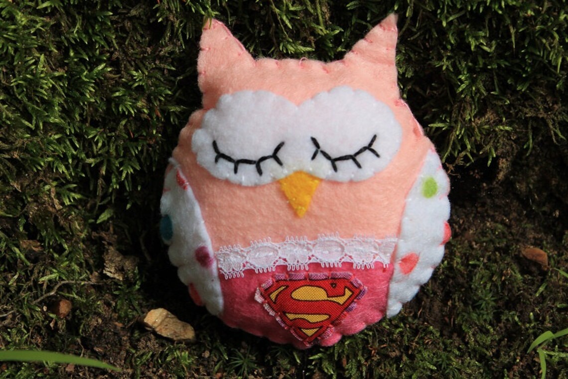 Polka Dot Owl Ornament Felt Super Owlchristmas Owl | Etsy