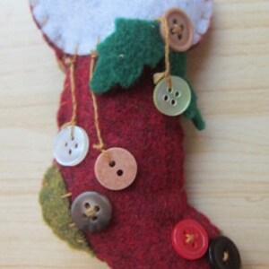 Christmas Ornaments-button Stocking Ornaments-christmas Decor-country ...