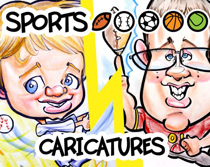 Custom Sports Caricature Football/baseball/basketball/soccer/hockey ...