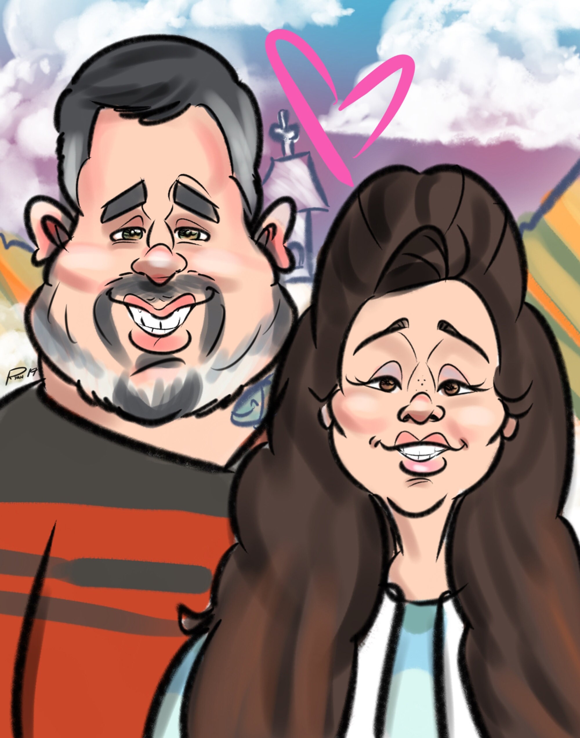 2 Person Color Caricature - 11x14 Cartoon Portrait - Etsy