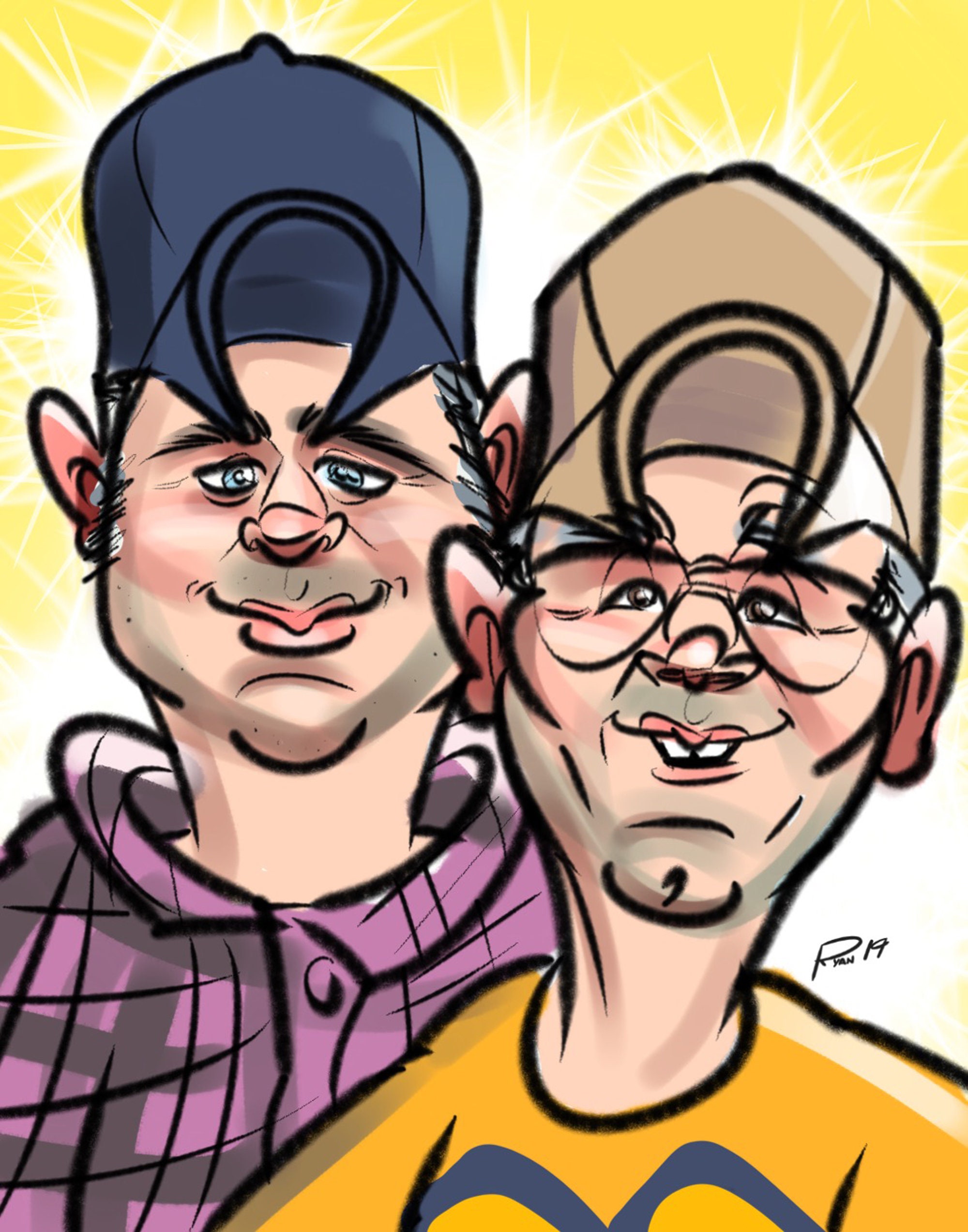 2 Person Color Caricature - 11x14 Cartoon Portrait - Etsy