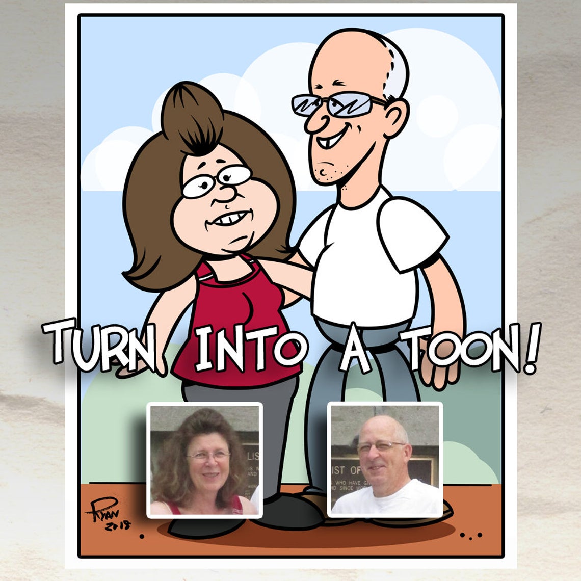 Digital Custom Cartoon Portrait - Sunday Comic Strip Style Caricature ...