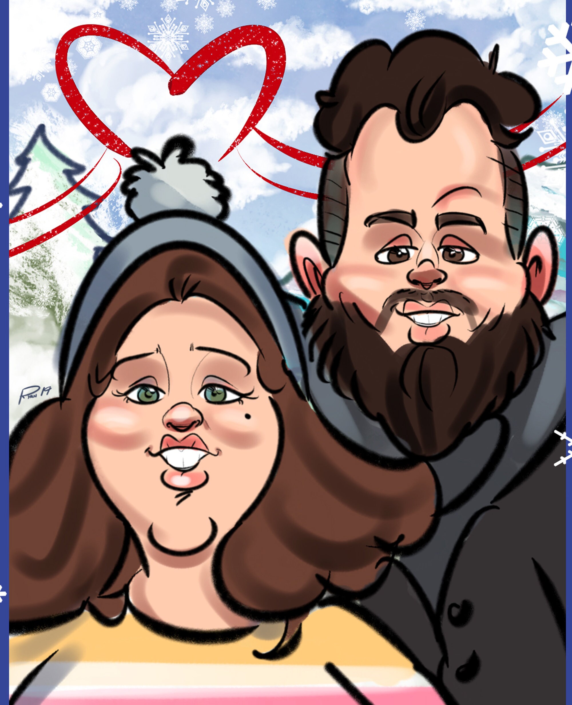 2 Person Color Caricature - 11x14 Cartoon Portrait - Etsy