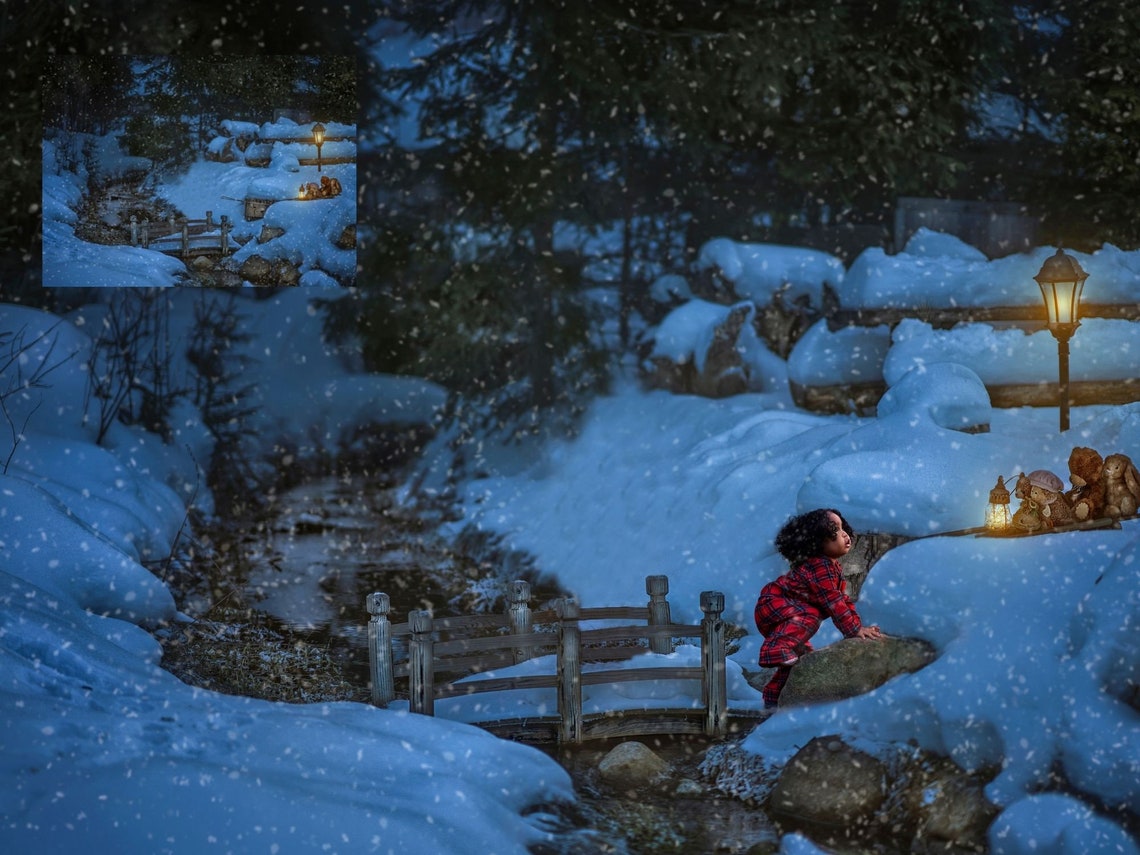 INSTANT DOWNLOAD Snowy Night Digital Background for PS & | Etsy