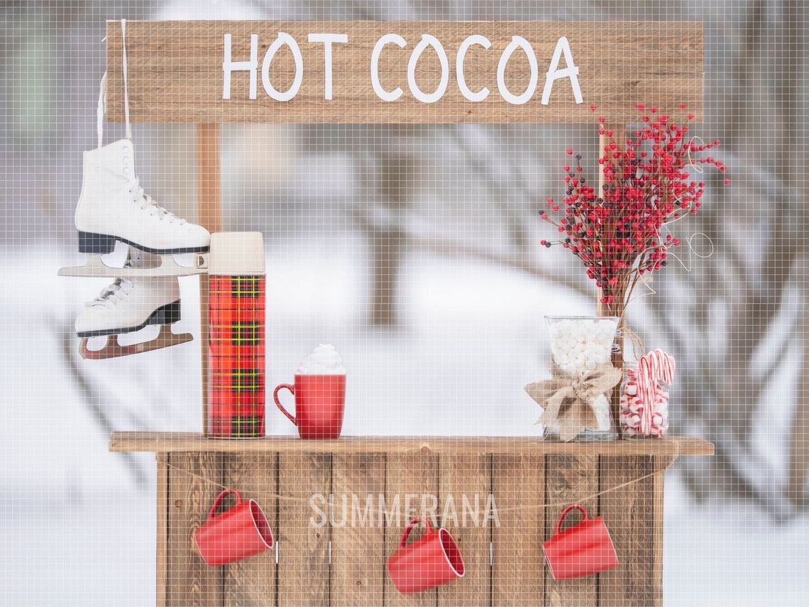 INSTANT DOWNLOAD Hot Cocoa Booth Digital Backdrop Digital | Etsy