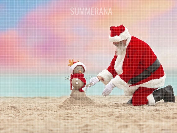 INSTANT DOWNLOAD Santa on the Beach Digital Background for - Etsy