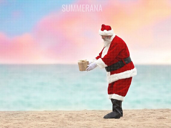 INSTANT DOWNLOAD Santa on the Beach Digital Background for - Etsy