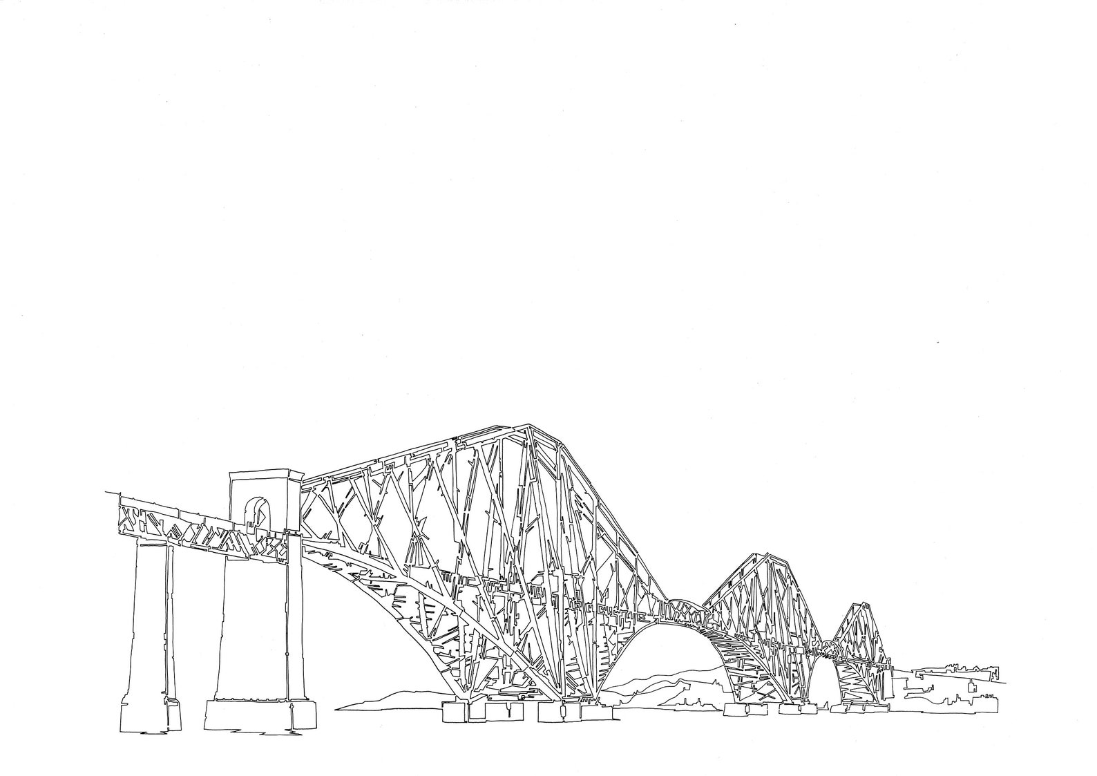 Forth Rail Bridge, Edinburgh Original Hand Drawn Continuous Line ...
