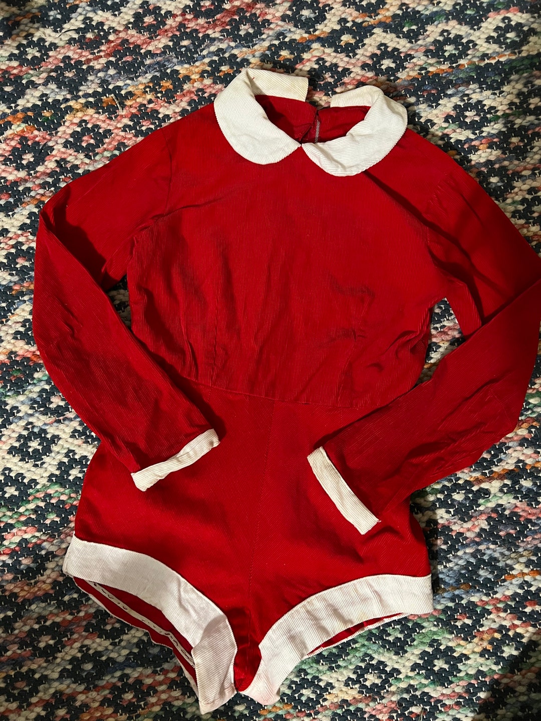 1940s/50s Santa Baby Red Corduroy Onesie Sz Xxs - Etsy