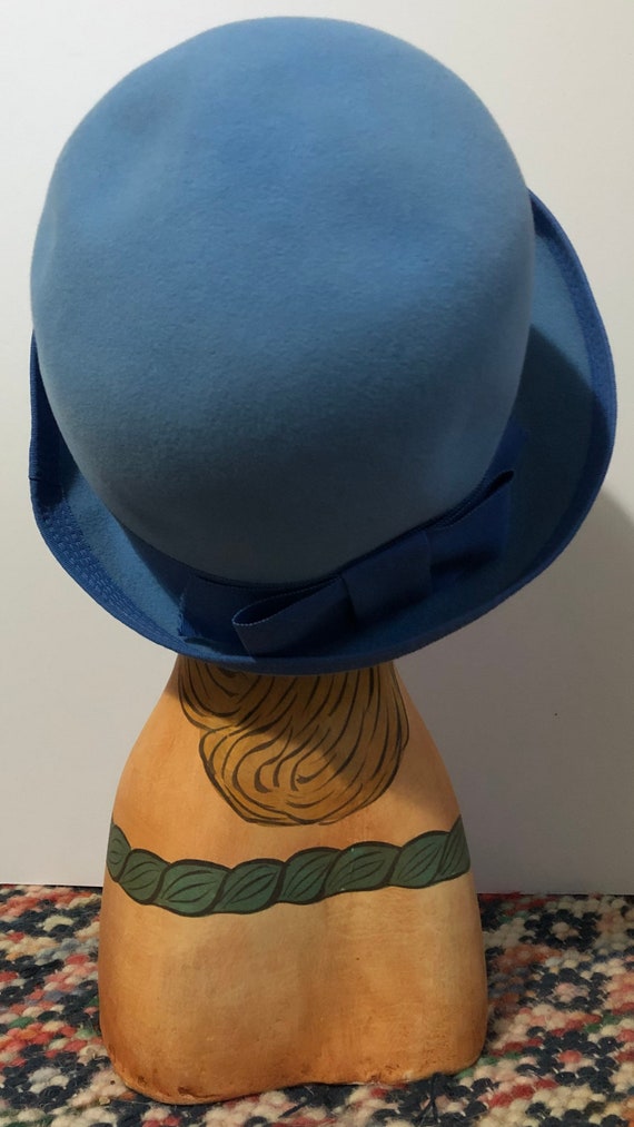 1960s vintage funky blue bowler mod brimmed hat - Gem