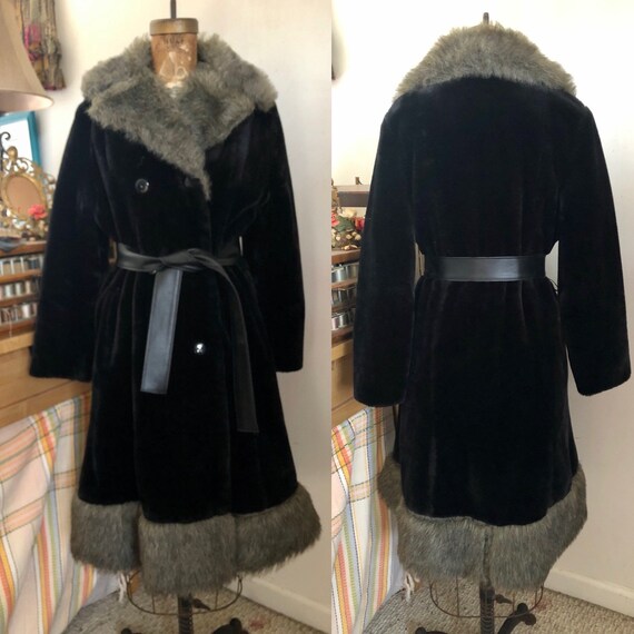 1970s velvety faux fur two tone penny lane jacket xs-l - Gem