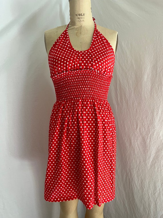 70s ladybug halter polka dot mini dress xs/s - Gem
