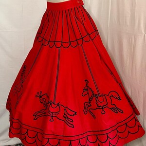 1950s Vintage Red Cotton and Velvet Carousel Horse Circle Skirt Xs - Etsy