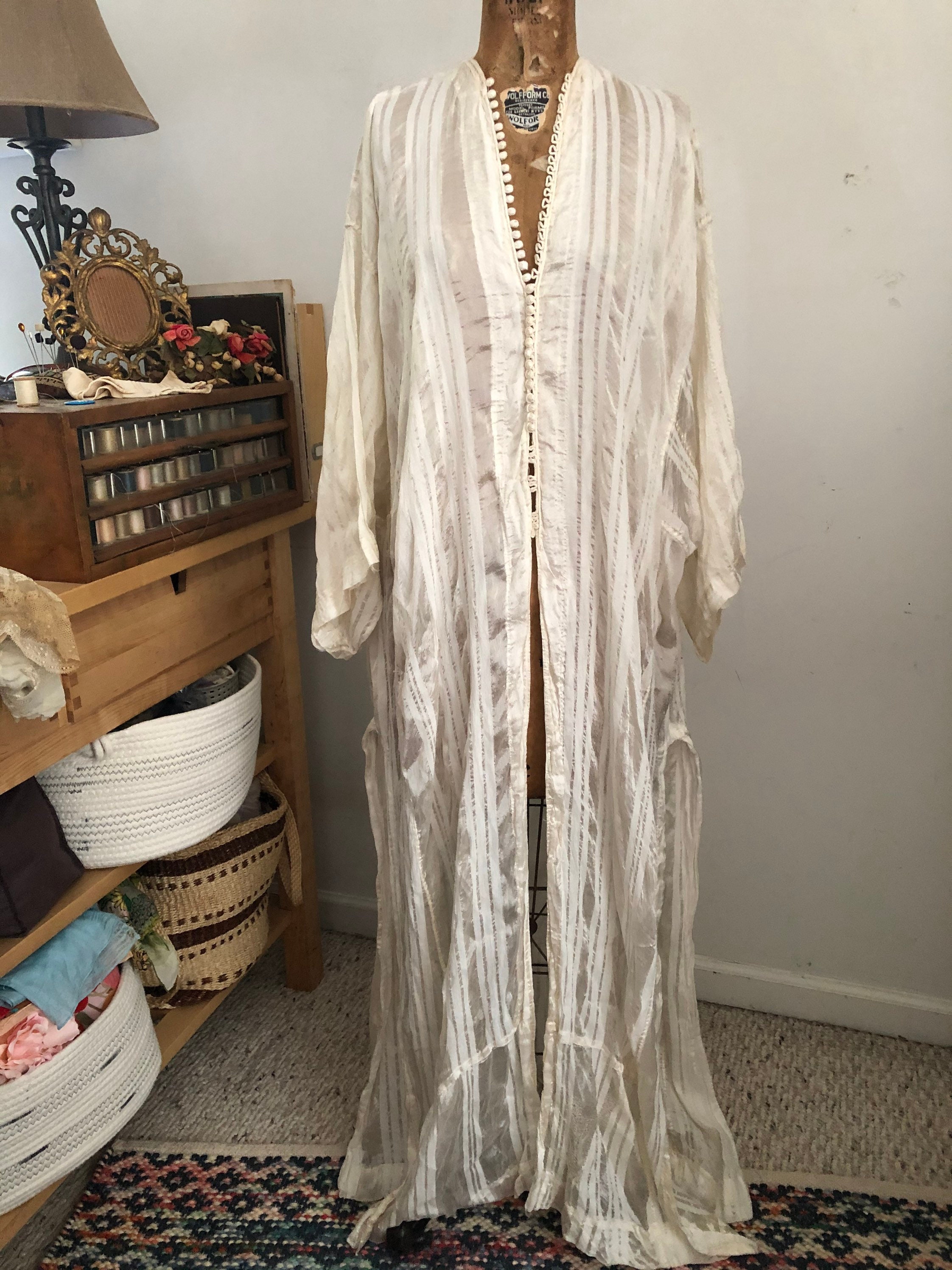 1920s Rare Sheer Antique Dressing Gown/boudoir Jacket With Matching ...