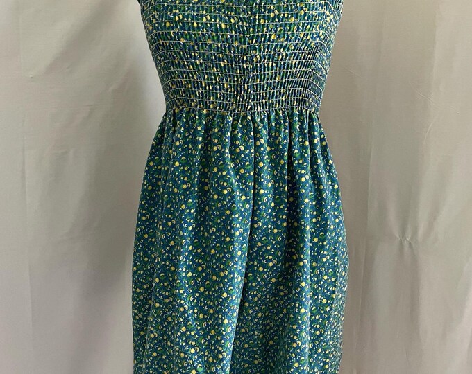 1970s Smocked Shirring Bodice Floral Cotton Sundress S/m/l - Etsy