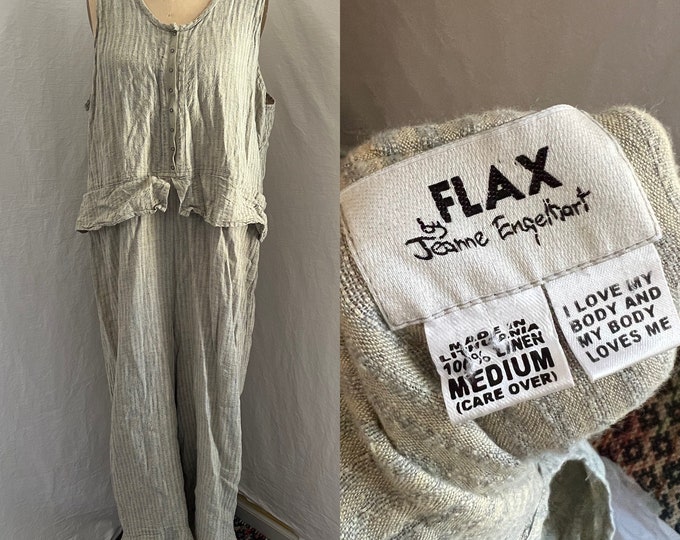 Amazing and Rare Vintage FLAX by Jeanne Engelhart Linen Jumpsuit M- Xxl ...